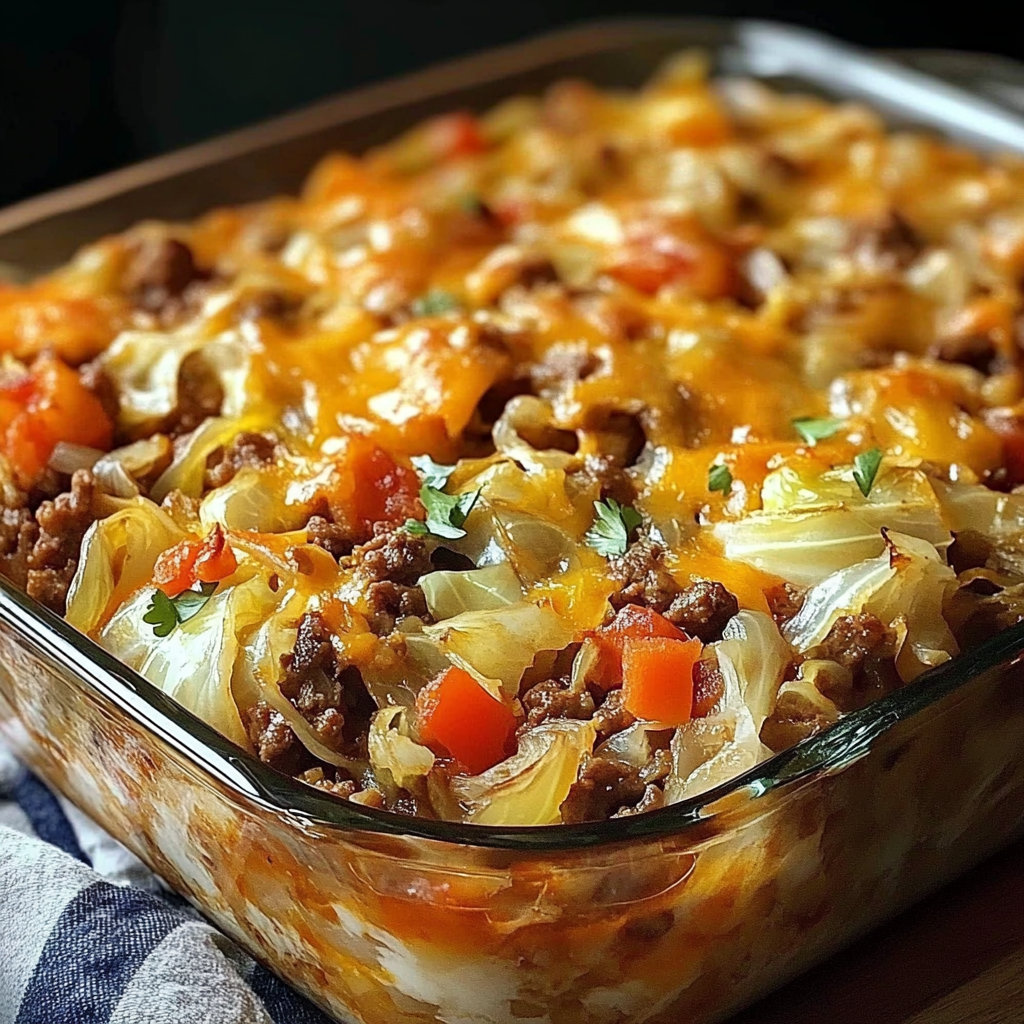 Easy Savory Cabbage Beef Bake Recipe for Beginners - abbysrecipes.com