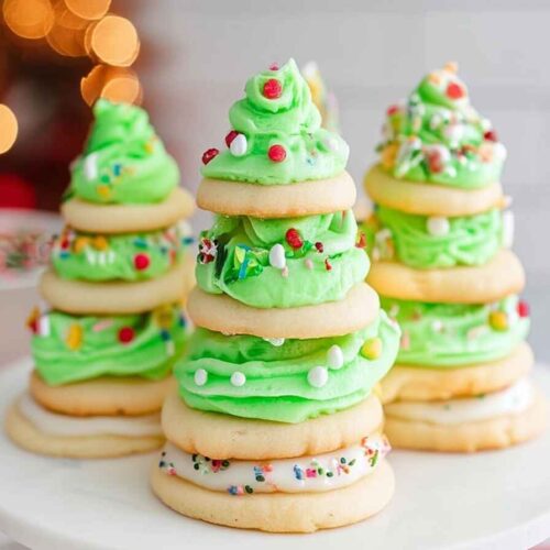 Stacked Christmas Tree Sugar Cookies for Festive Holidays ...