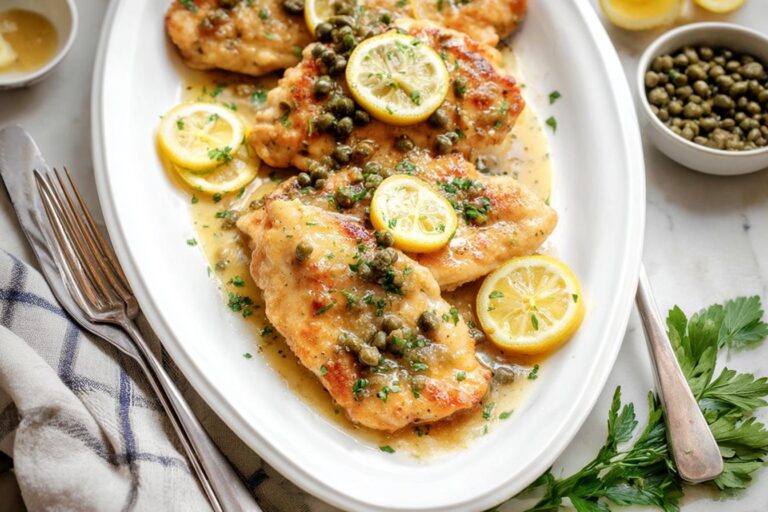 Lemon Chicken Piccata with Capers & Butter Sauce - abbysrecipes.com