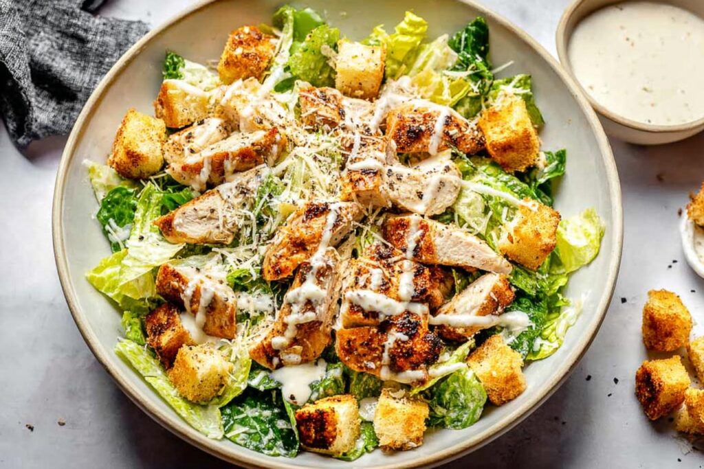 Caesar Salad With Chicken: Quick and Healthy Recipe - abbysrecipes.com