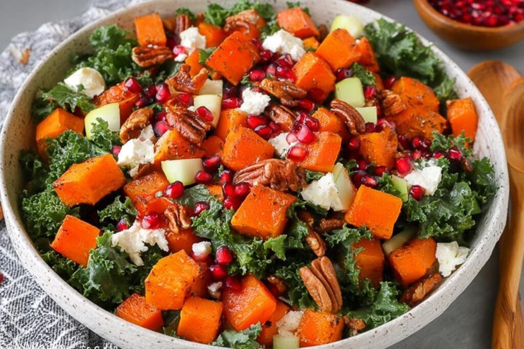 Cinnamon Roasted Butternut Squash & Kale Salad Recipe - abbysrecipes.com